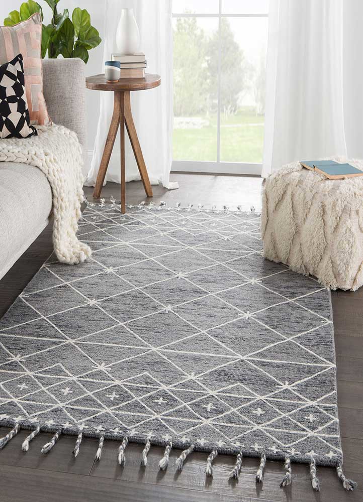 TRA-461 contour grey and black Hand Tufted wool Rugs - Jaipur Rugs India